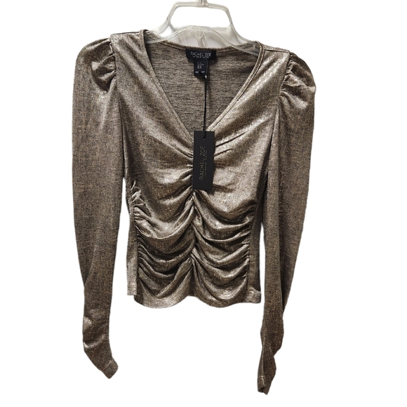 Rachel Zoe | Tops | Nwt Rachel Zoe Metallic Ruched Long Sleeve Top ...